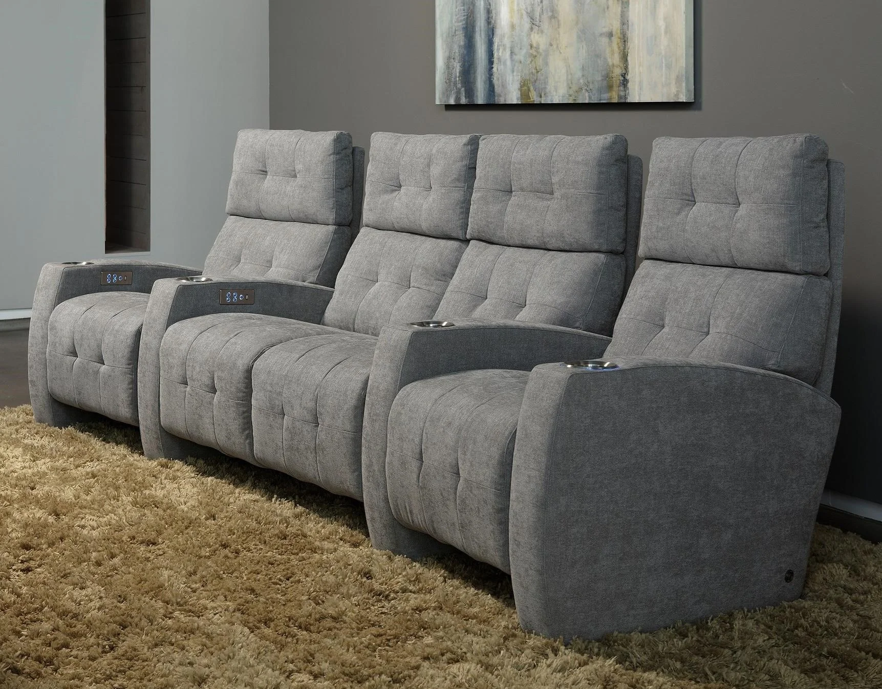 American Leather Dean DEE-REC-RA+3xLA Gray Contemporary Power Reclining Theater Seating | Reeds ...